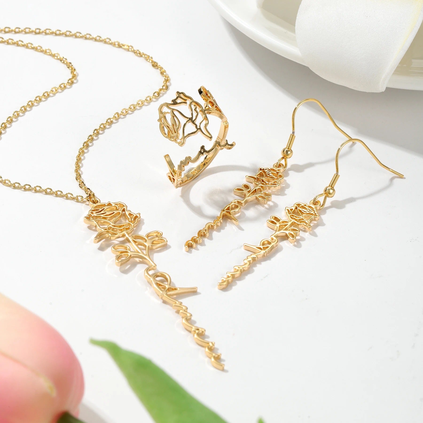 Custom Birth Flower and Name Bundle